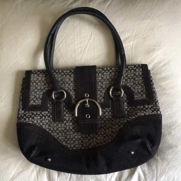 Coach | Bags | Black Signature Coach Purse | Poshmark